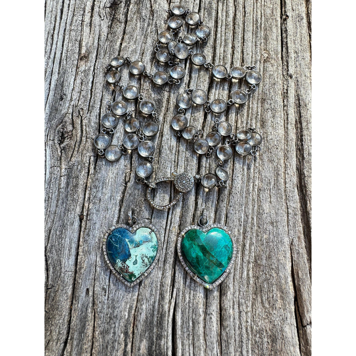 Gemstone Hearts with Diamond Border Pendants – Ilissa MIchele Jewelry