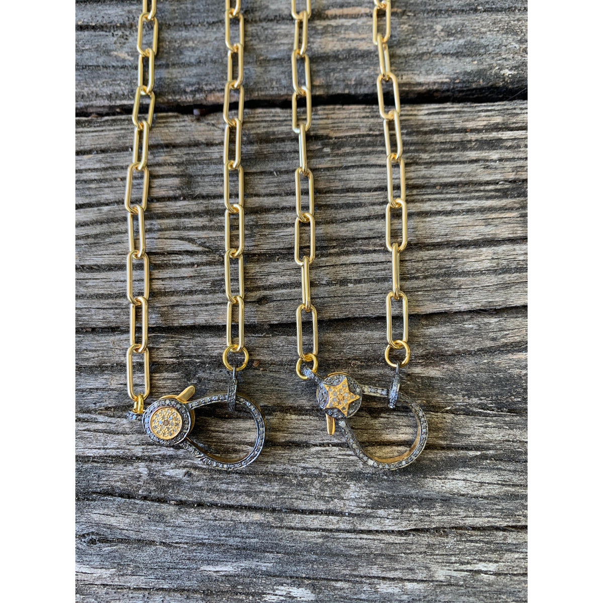 Paper Clip Gold Chain Necklace with Two Tone Clasp – Ilissa MIchele Jewelry